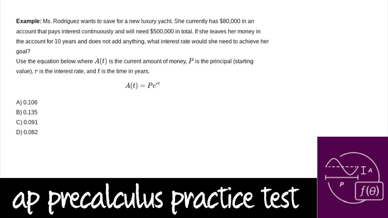 AP Precalculus Practice Test: Unit 2 Question #35 Using the ...