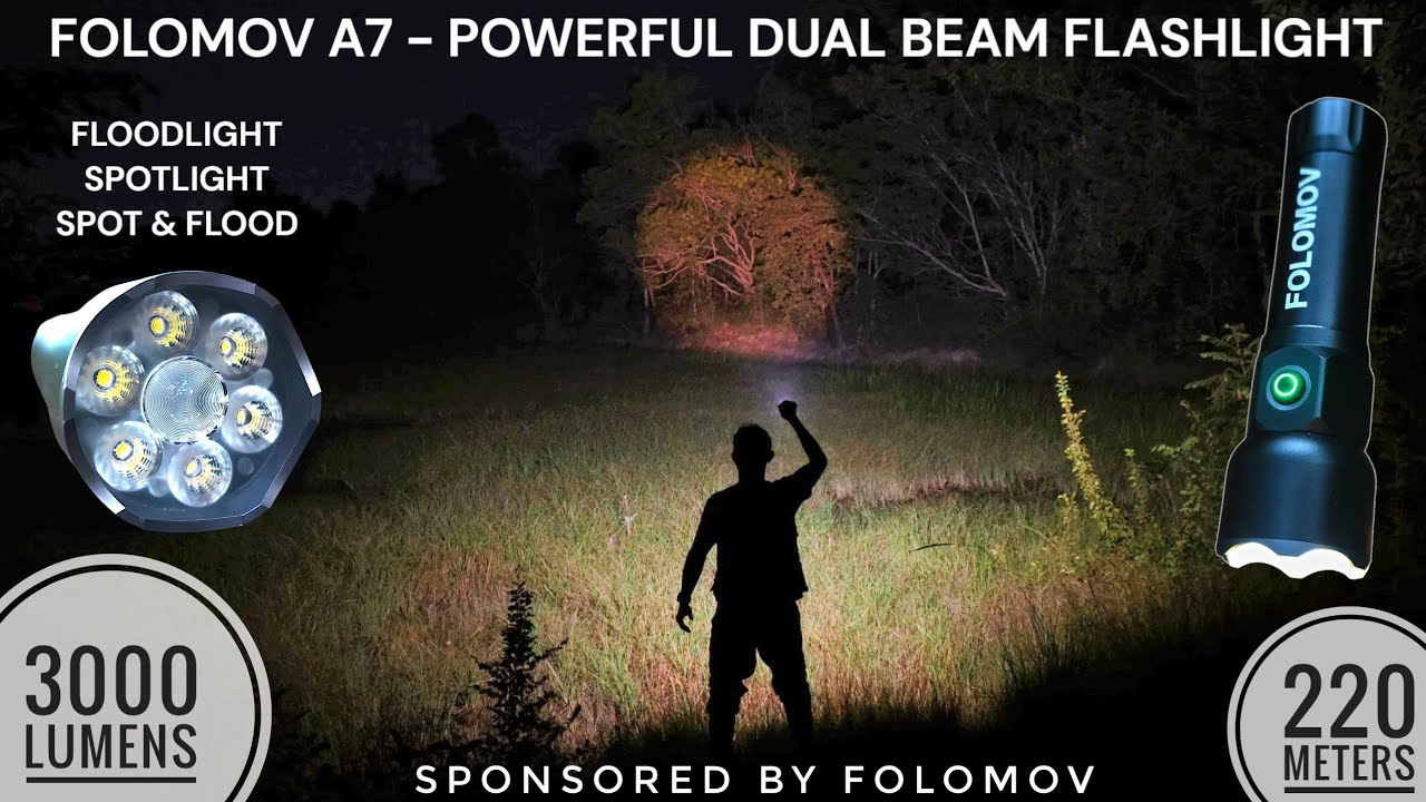 FOLOMOV A7 - Powerful Dual Beam Flashlight, Spotlight & Floodlight ...