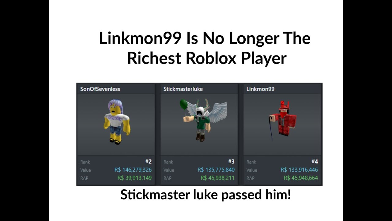 Linkmon99 Is No Longer The Richest Roblox Player - YouTube
