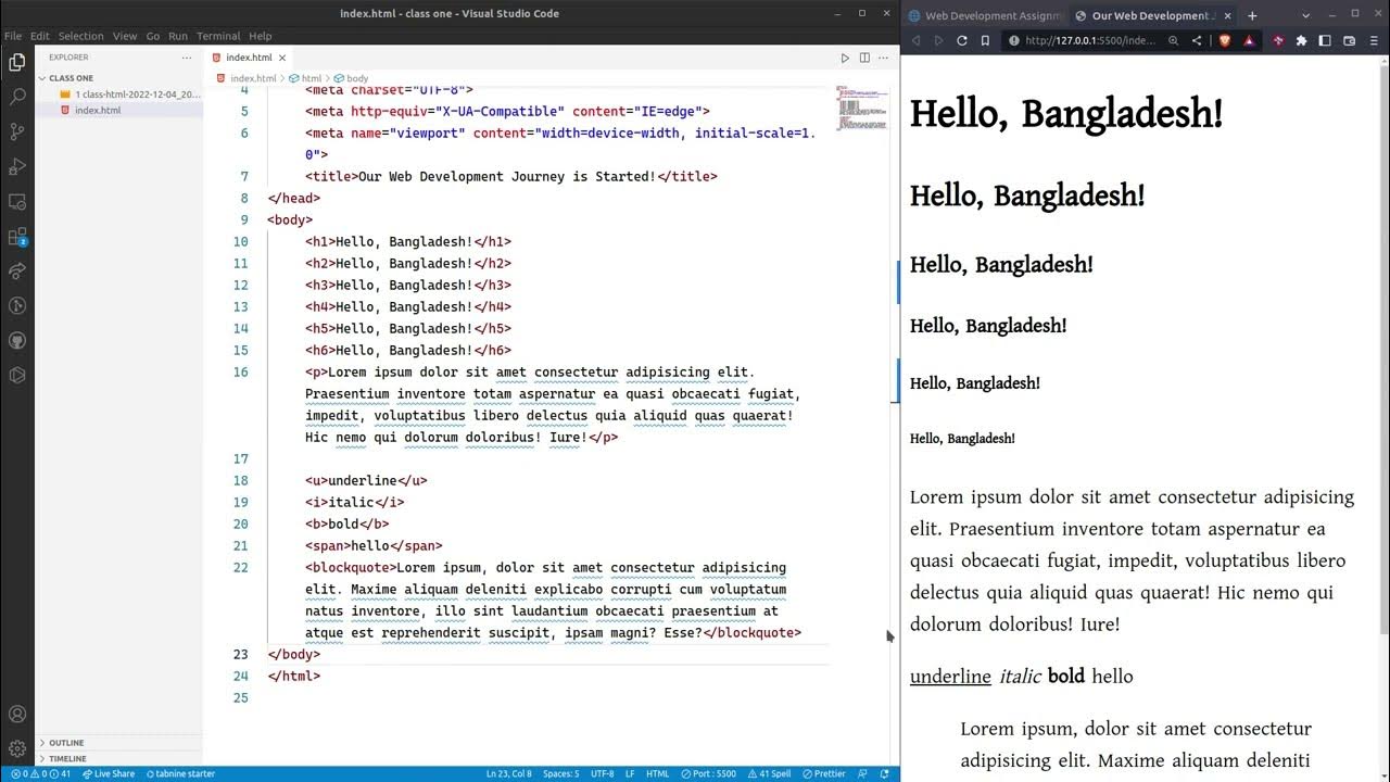 1 class | html | bangla tutorial | offline batch - YouTube