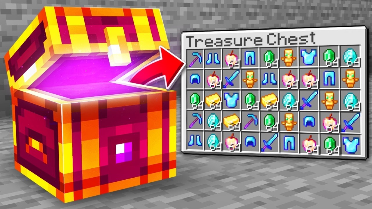 Minecraft But Every Treasure Chest Gives OP Items! 🔥 - YouTube