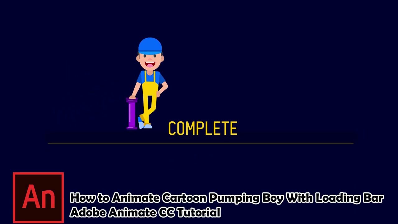 Cartoon Boy Pumping Animation With Loading Bar | Animate CC Tutorial ...