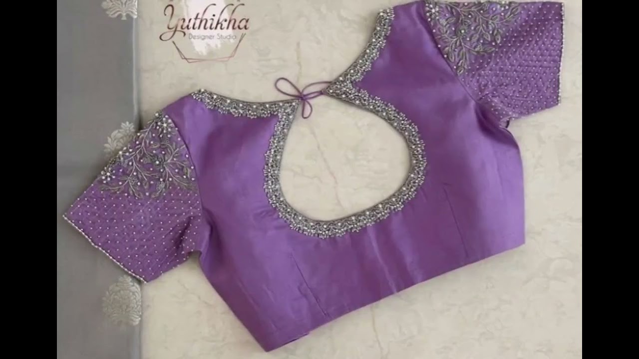 Trendy lavender colour blouse designs|light purple colour saree blouse ...
