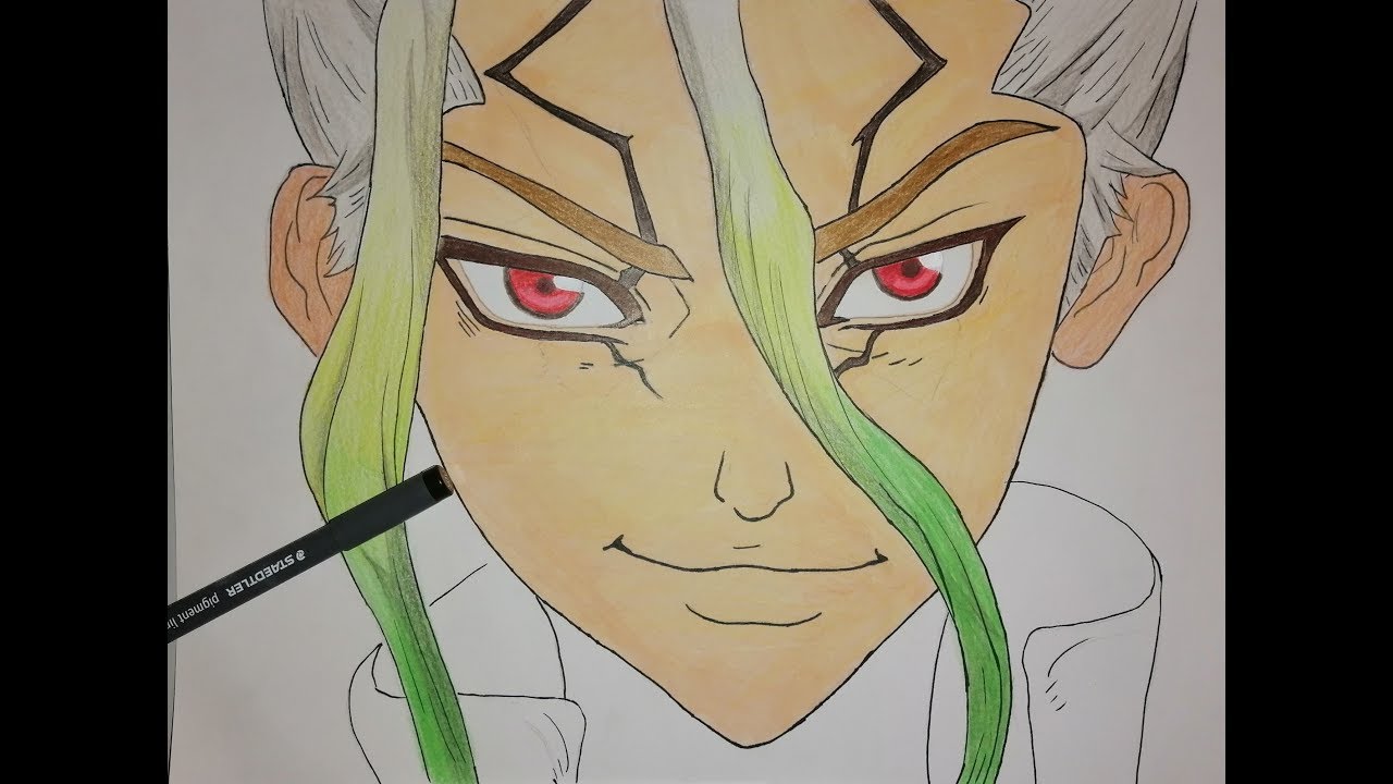 senku from Dr. Stone part 2 (speed drawing) - YouTube