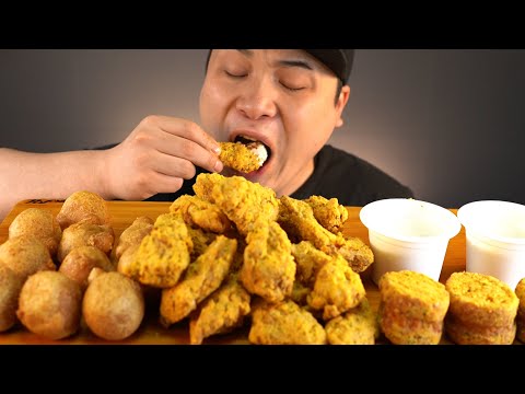 뿌링클윙봉과 겉바속촉 치즈볼, 멘보샤 먹방~!! 리얼사운드  ASMR social eating Mukbang(Eating Show)