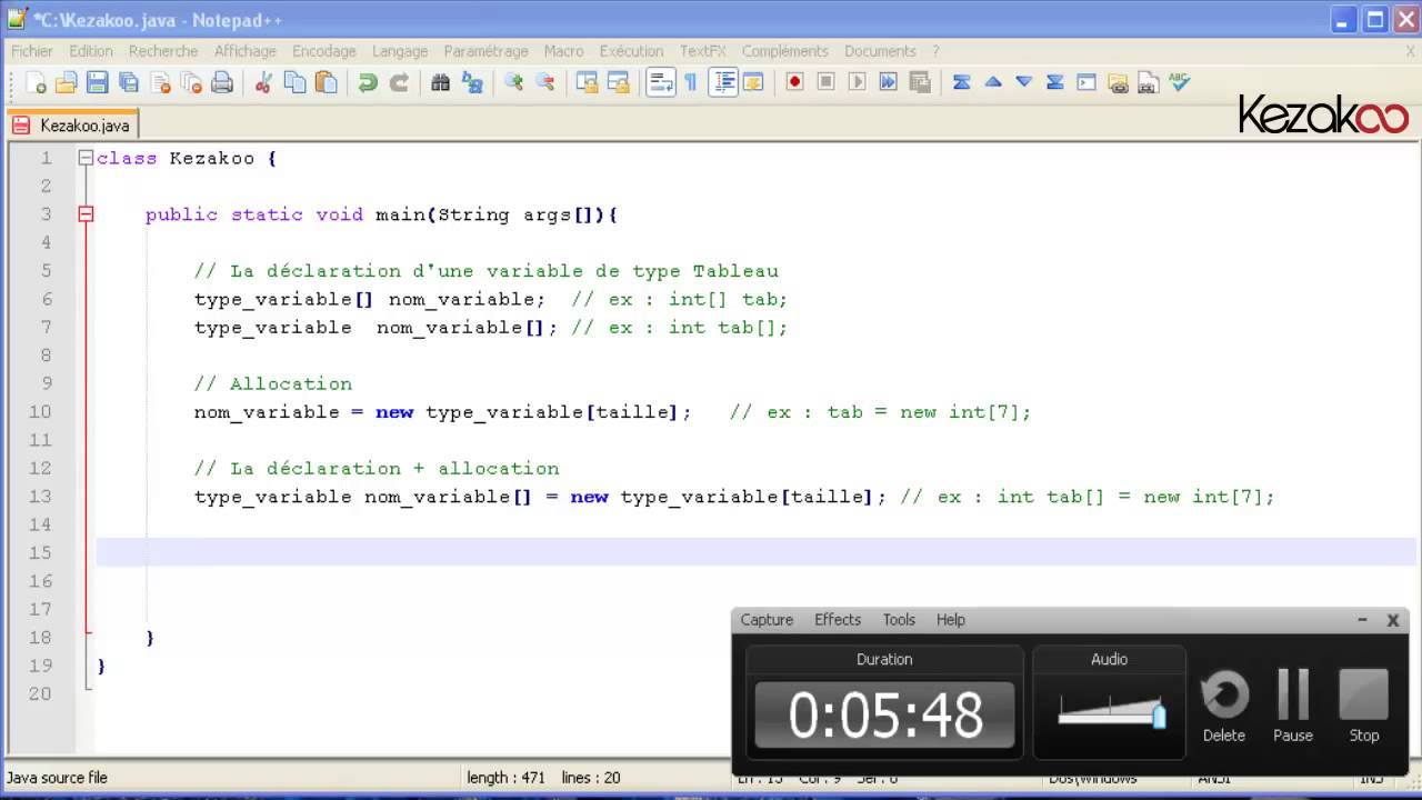 Kezakoo-Tableau en Java - YouTube