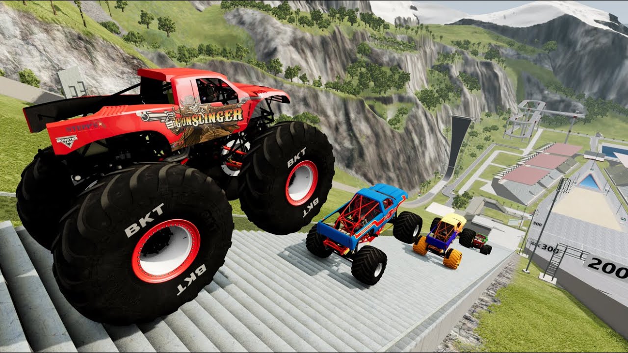 BNG Random - Epic Hight Speed monster trucks Jumps #014 - BeamNG Drive ...