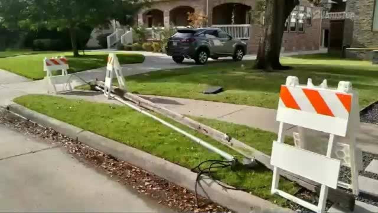 Utility pole falls, causes $15k in damage - YouTube
