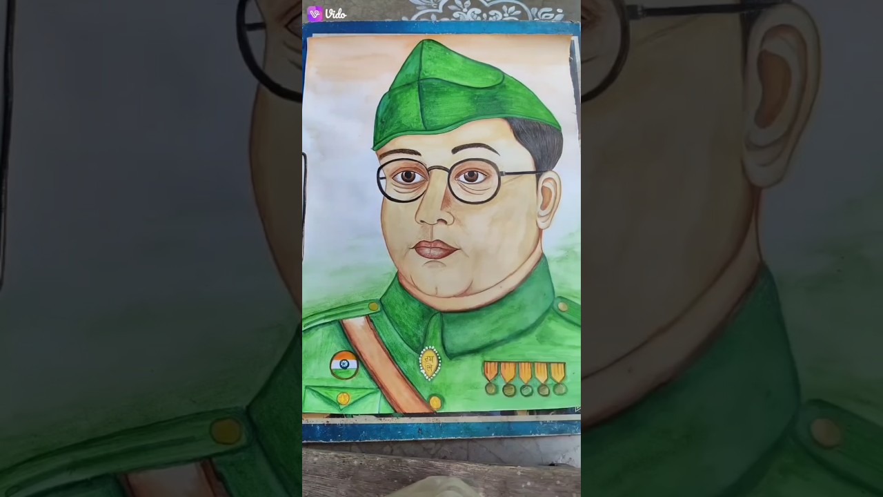 Subhas chandra bose jayanti 🫡🙏. Netaji water colour portrait drawing # ...