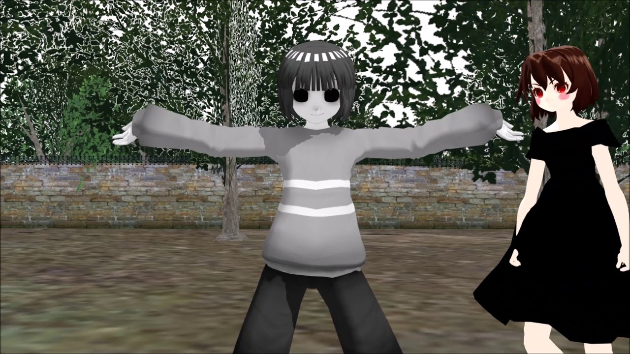 [mmd x undertale] core!frisk and reaper!chara mushroom dance - YouTube
