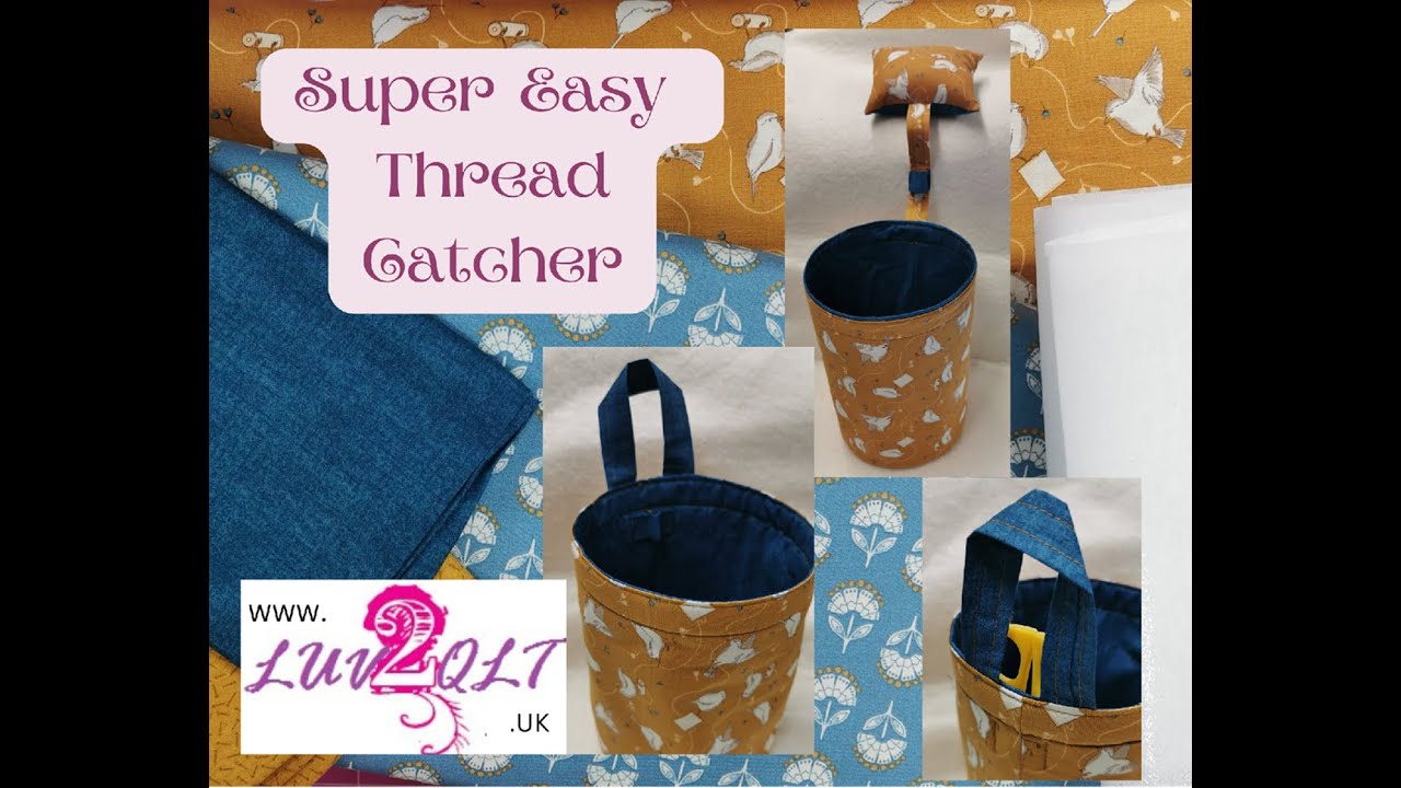 Super easy thread catcher. Sewing room essential for all those scraps ...