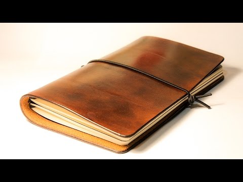 leather midori-style notebook - gift idea - YouTube