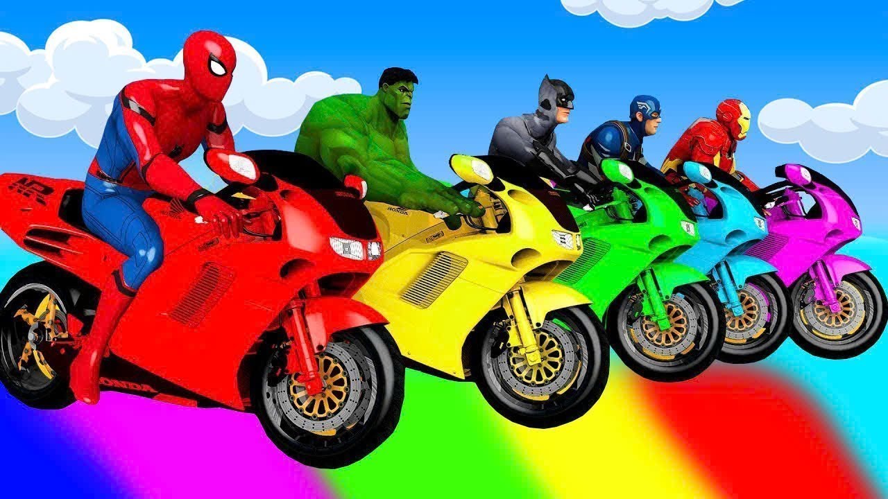 الأبطال الخارقين على القضبان دوامة قمع جسر 🕷️🏍️ RAINBOW SPIDER MAN! on ...