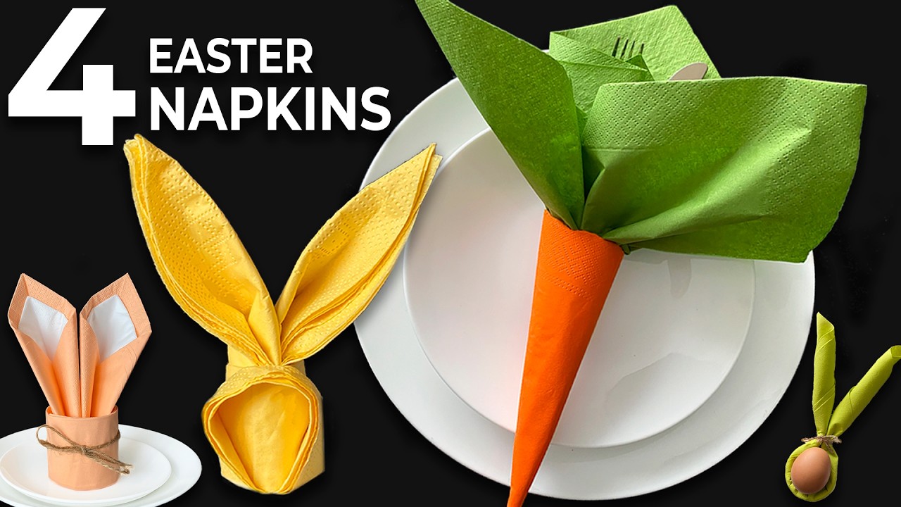 Easter Napkin Folding Ideas: 4 Ways - YouTube