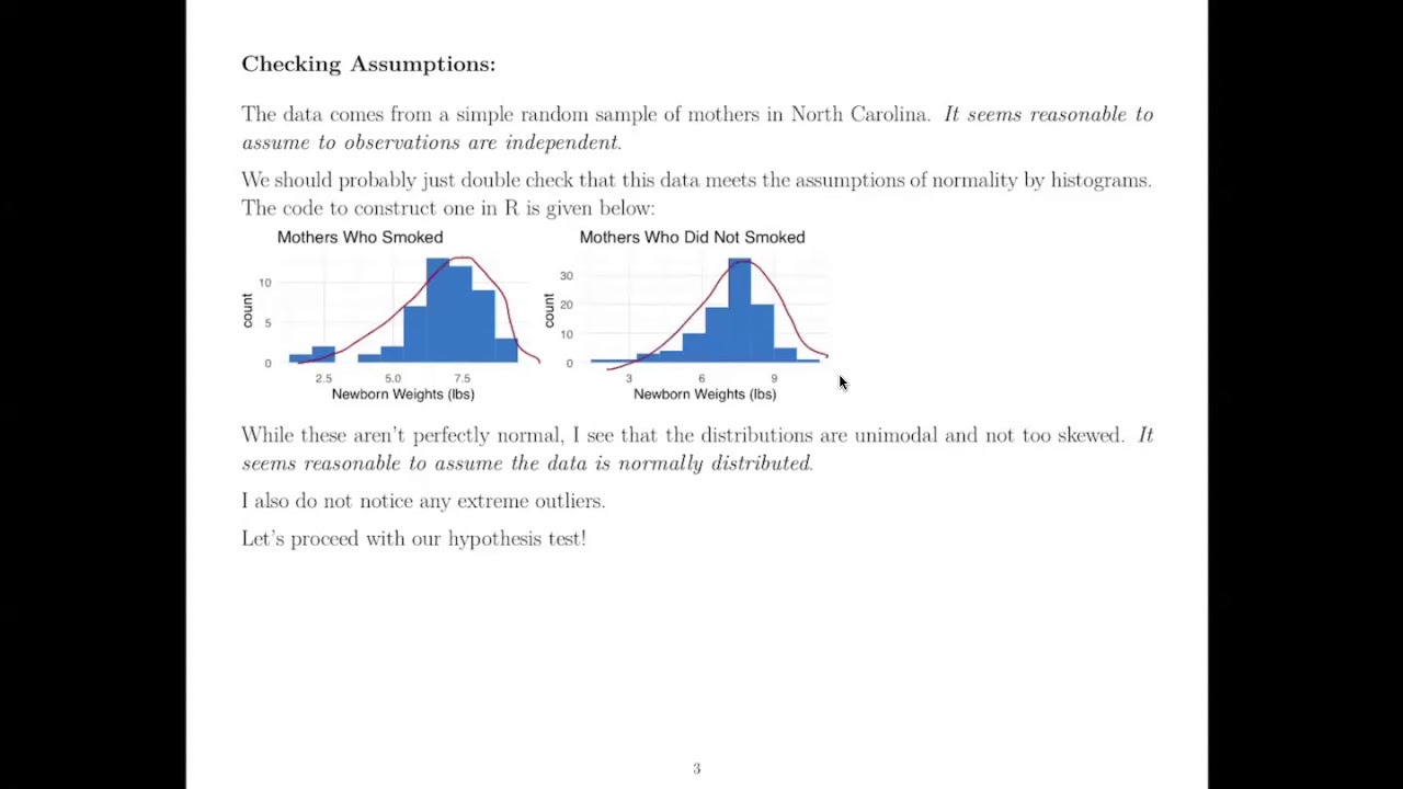 Testing Assumptions of Difference of Means Test - YouTube