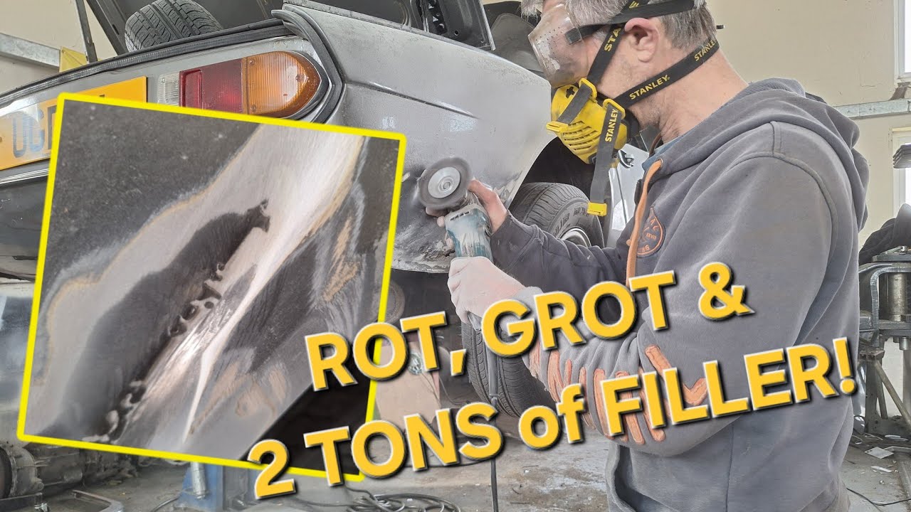 Triumph Spitfire/GT6 rear wing/fender corner repair - Removing lots of ...