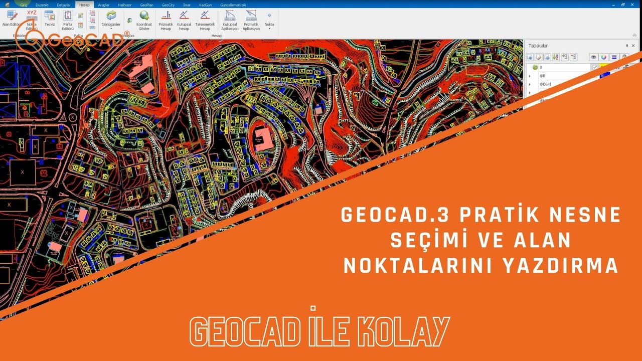 GeoCAD.3 Pratik Nesne Seçimi ve Alan Noktalarını Yazdırma - YouTube