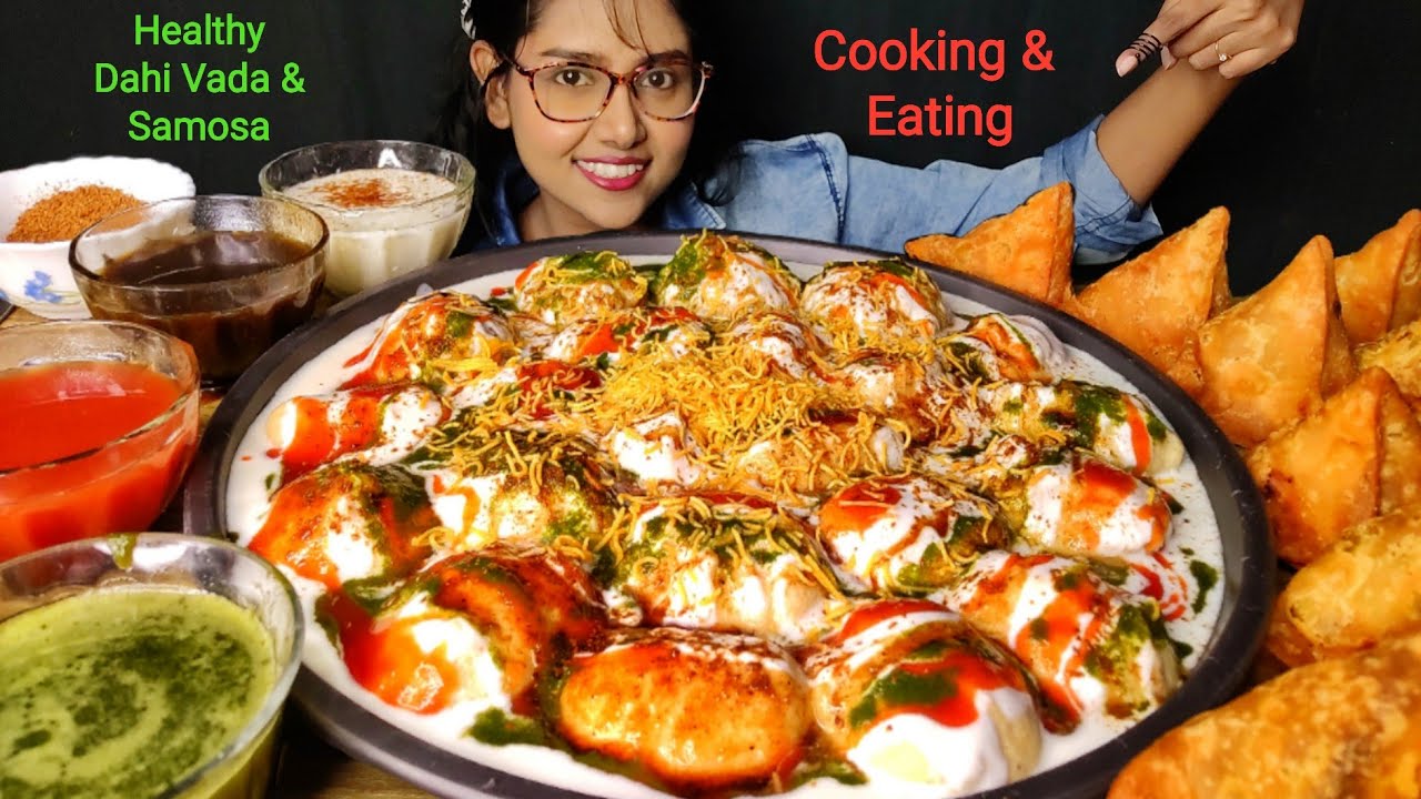 Eating Dahi Vada, Samosa | Indian Street Food | Mukbang | Asmr Eating ...