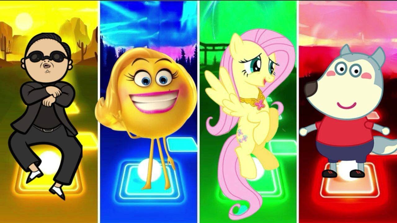 PSY - GANGNAM STYLE 🆚 The Emoji Movi 🆚 My little pony 🆚 Wolfoo 🔔🎵Tiles ...
