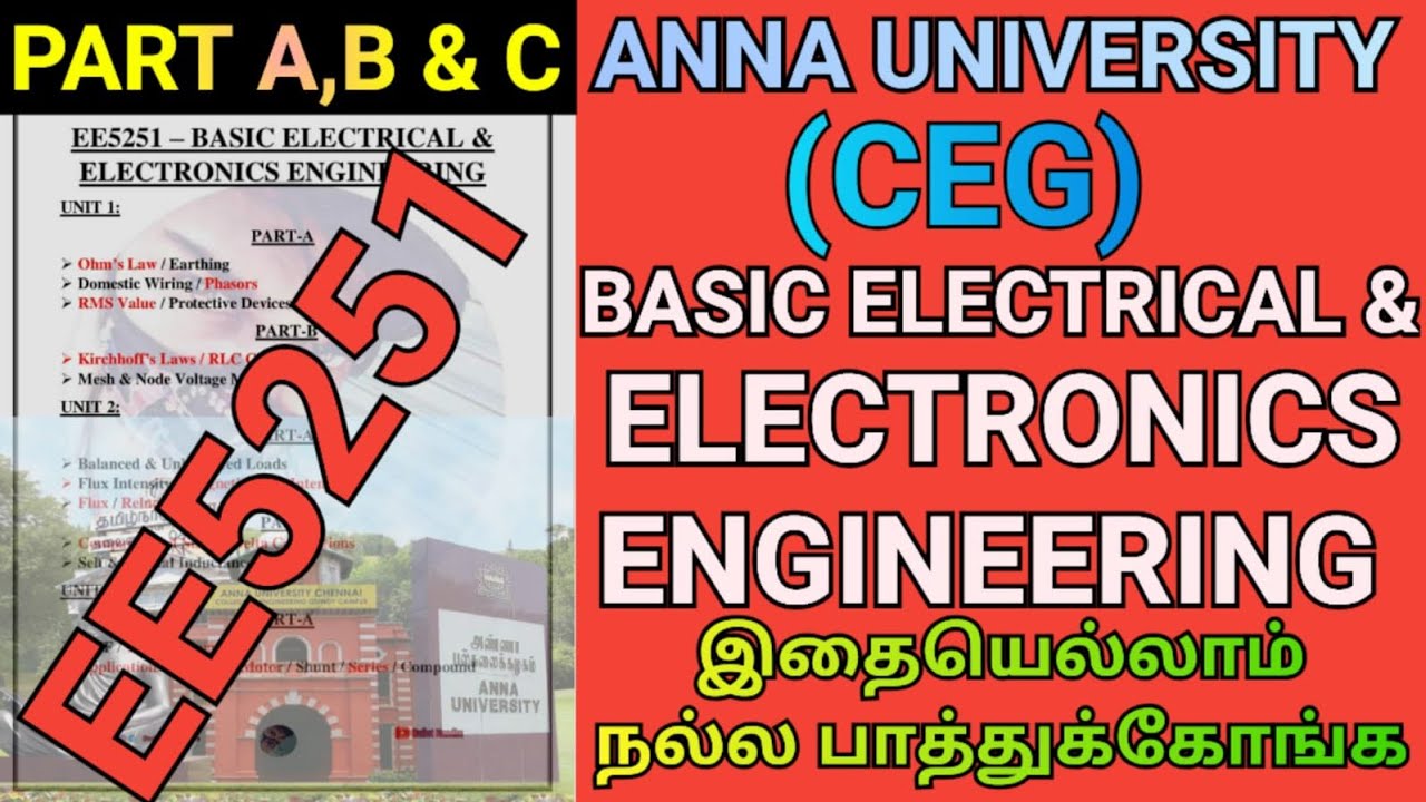 Basic Electrical & Electronics Engineering Important Questions CEG Anna University | CEG ...