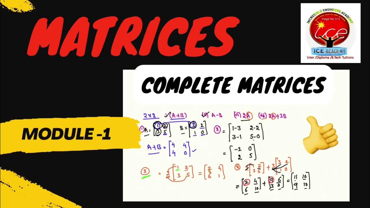 Matrices Basics class,Matrics -1,#matrices,#Diplomamaths,#BtechM1 - YouTube