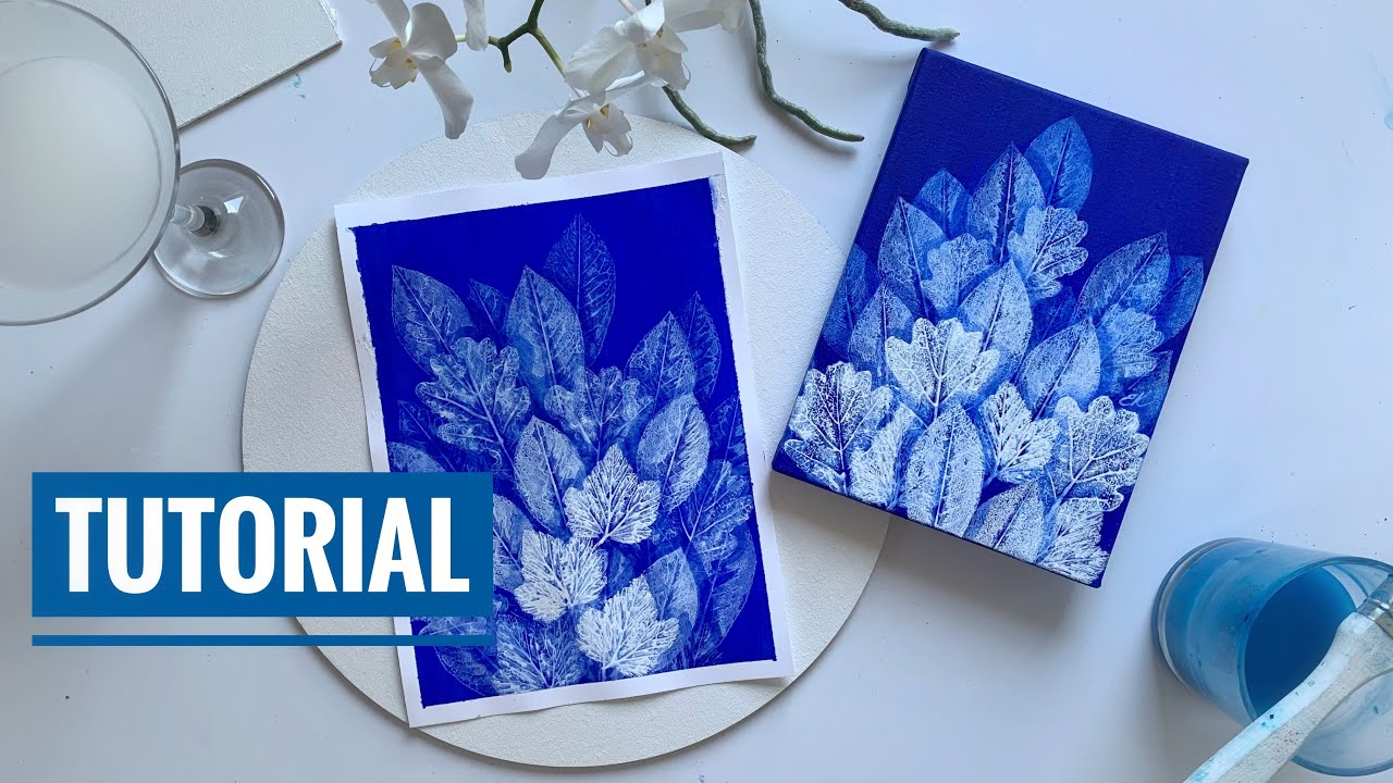 Leaf painting in two colors / Leaf art / Botanical painting / Acrylic ...