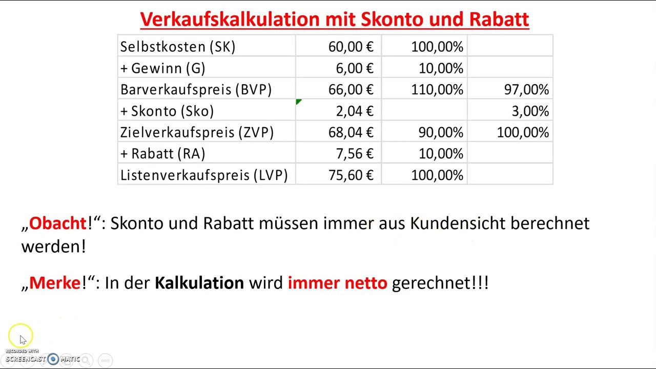 02 Angebotskalkulation Skonto Rabatt - YouTube