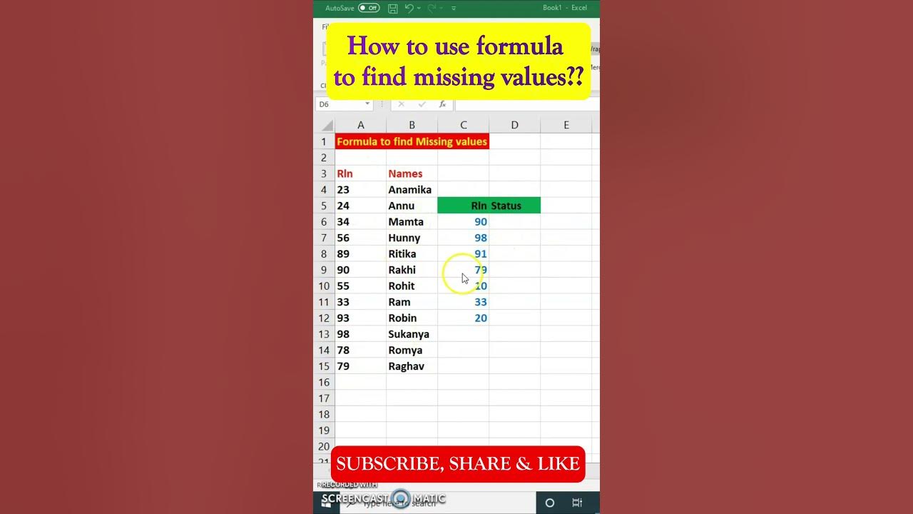 Formula To Find Missing Values In Excel Excel Tutorial shorts formula-to-find-missing-values-in-excel-excel-tutorial-shorts