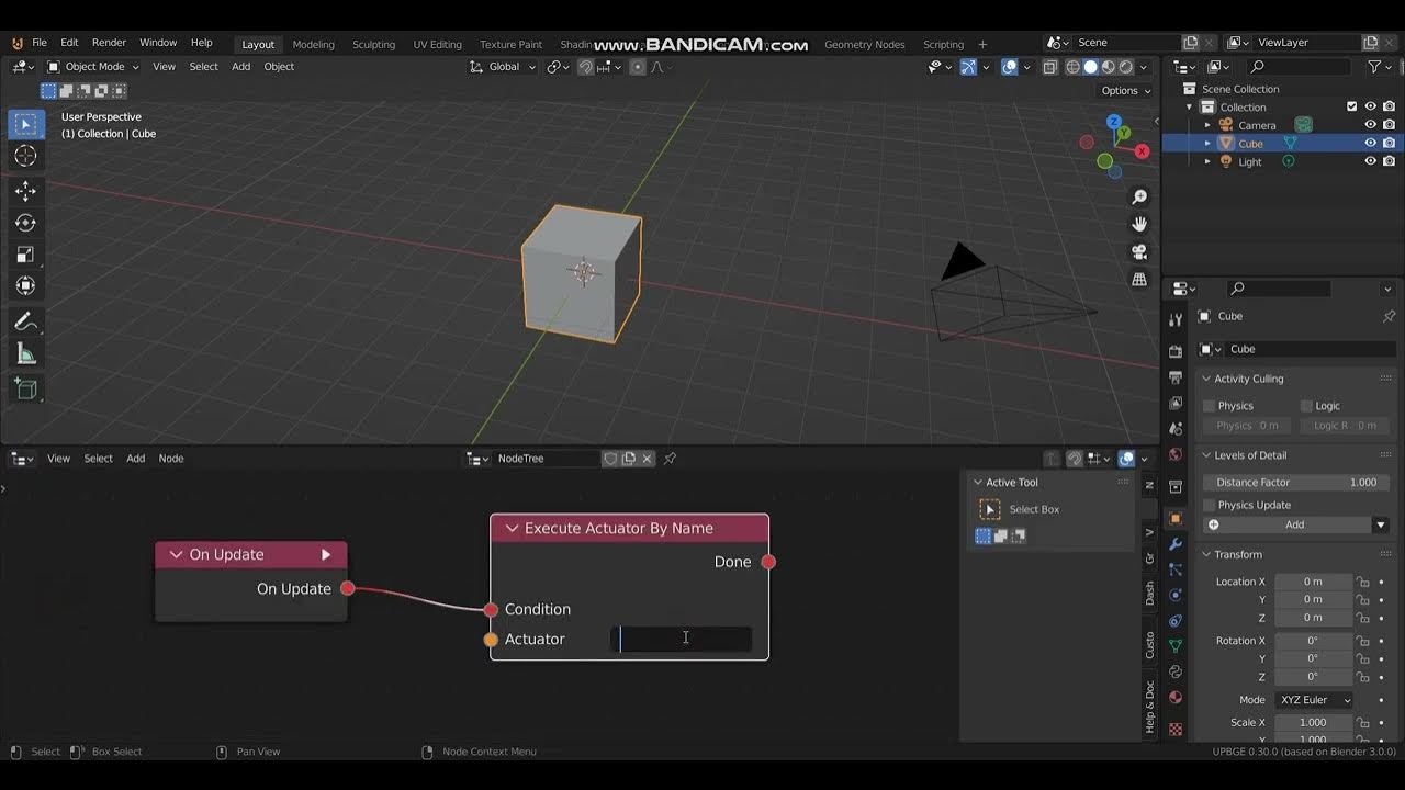 [UPBGE 3.0]Node logic editor (Execute Actuator) - YouTube