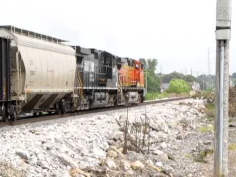 BNSF 4749 northbound freight train with another ns unit trailing on the ...