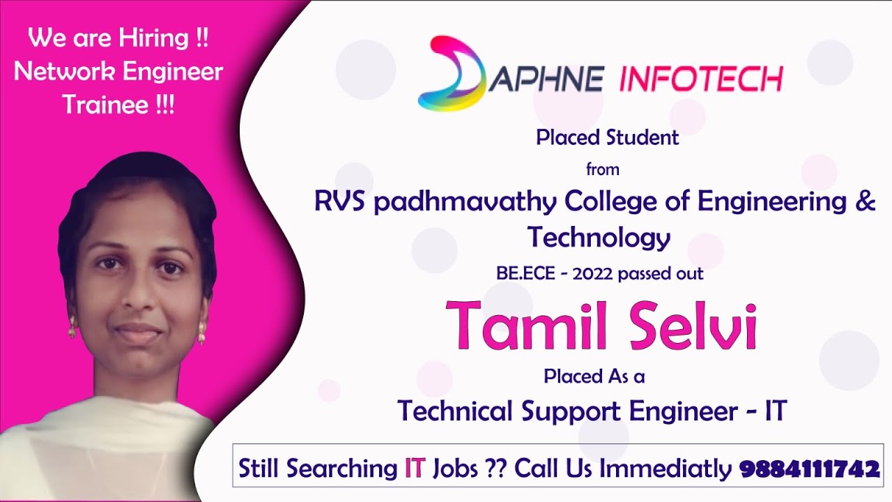 DAPHNE INFOTECH PLACED TAMIL SELVI RVS COLLEGE OF ENGINEERING BE ...