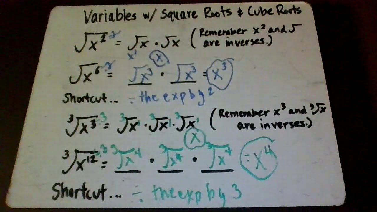Variables with Square and Cube Roots - YouTube