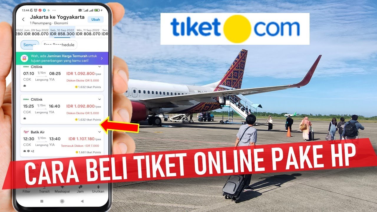 CARA BELI TIKET PESAWAT ONLINE PAKE HP DI TIKET COM | BOOKING TIKET ...