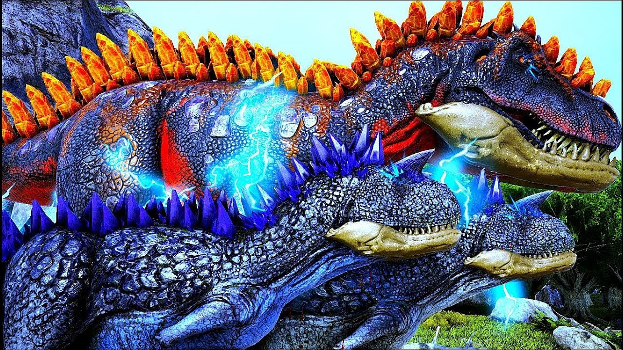 Mega Carnotaurus Super Choque, Rex De Lava Vilão ! Ark Survival Evolved ...