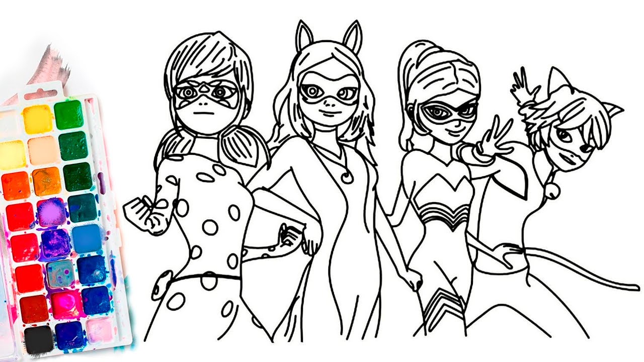 Miraculous Ladybug, Cat Noir, Rena Rouge, Queen Bee Coloring And ...