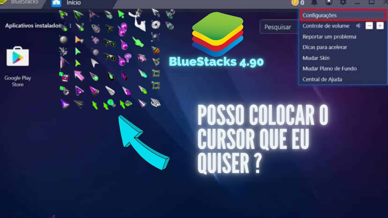 COMO MUDAR O CURSOR NO BLUESTARCKS 4 90? - YouTube
