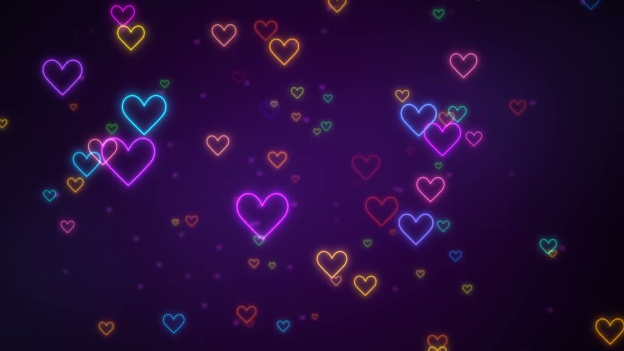 Neon Love Hearts Flying and Neon Glow Love Hearts Rainbow Fluorescent ...