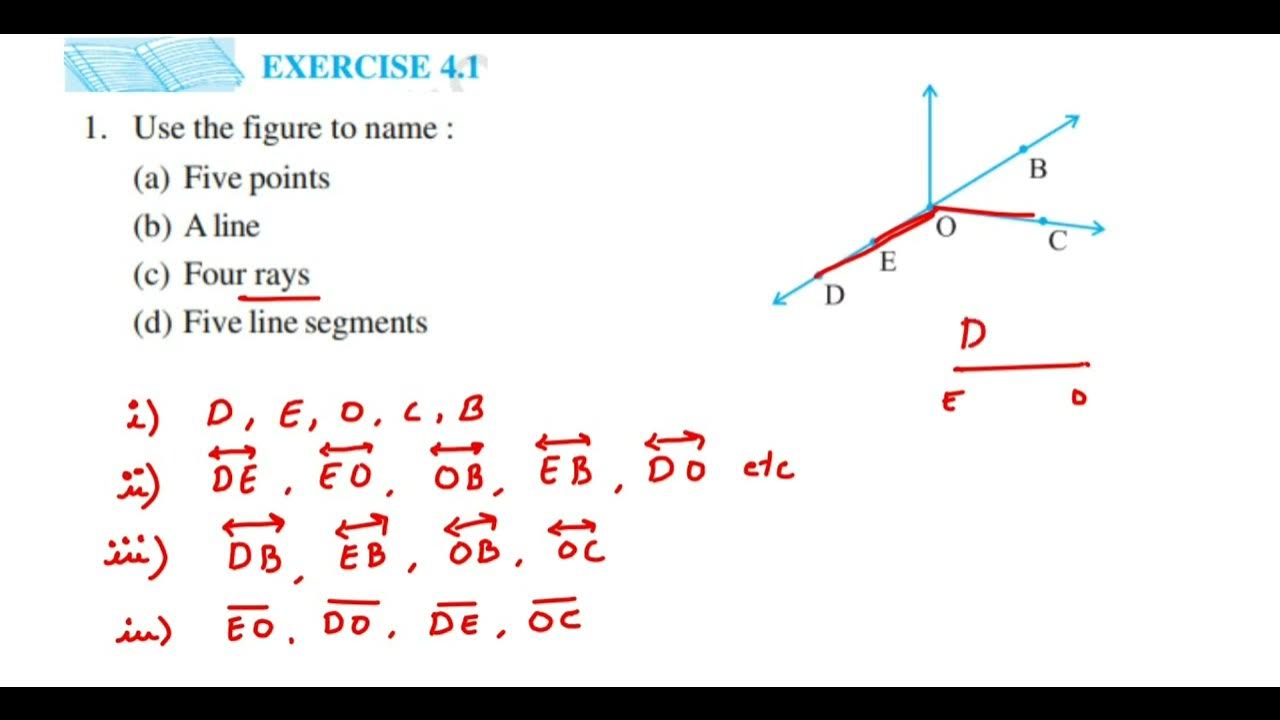 1Q Ex 4.1 Basic geometrical ideas. Use the figure to name :(a) Five points (b) A line (c)Four ...