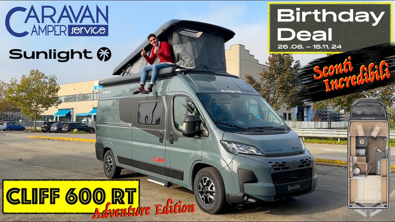 🌍Sunlight Cliff 600 RT Adventure Edition - FURGONATO 599 CM CON TETTO A ...