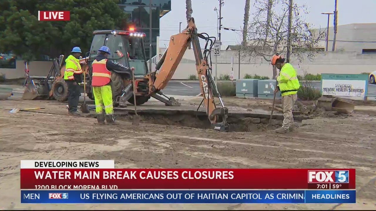 UPDATE: Water main break causes closures in Morena - YouTube