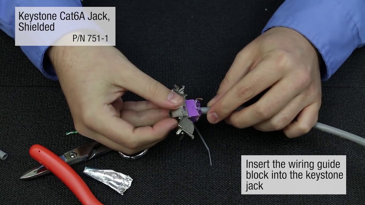 How To: Terminate Keystone Cat6A Jacks, Tool less - YouTube