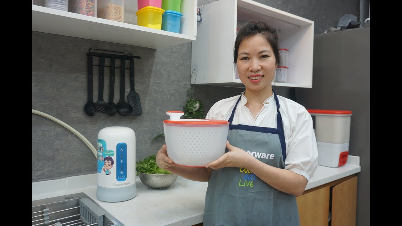 HƯỚNG DẪN CÁCH SỬ DỤNG DỤNG CỤ QUAY RAU SPINNING CHEF TUPPERWARE - YouTube