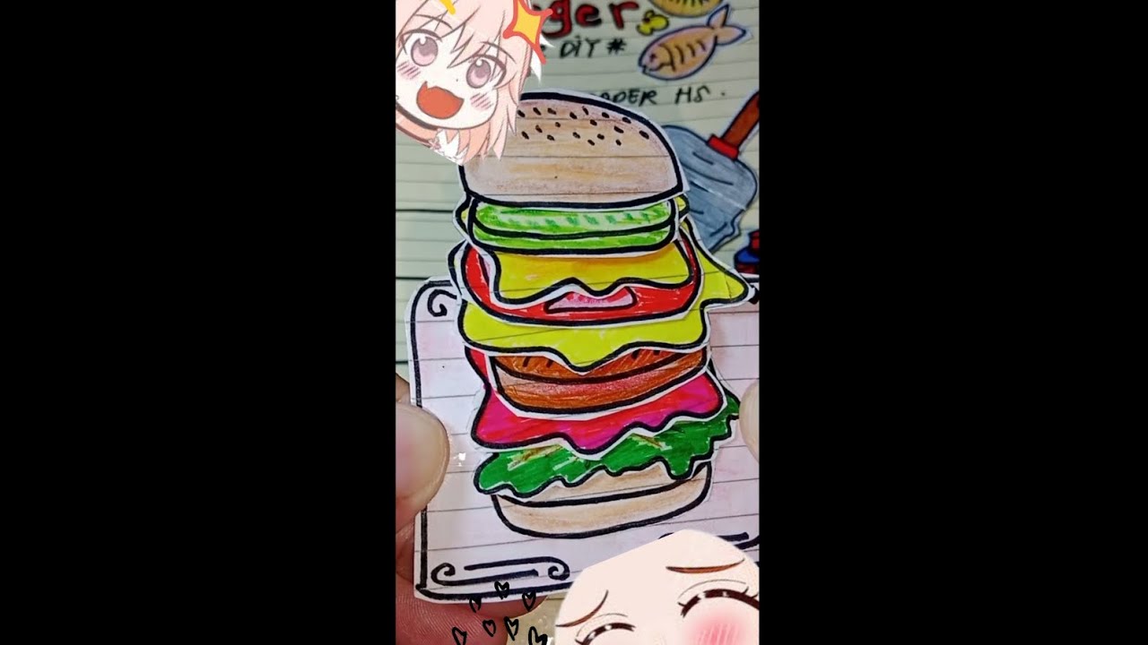 [🛟PAPER DIY🛟] BURGER l YUMMY ASMR MUKBANG | DRAWING ASMR TUTORIAL ...