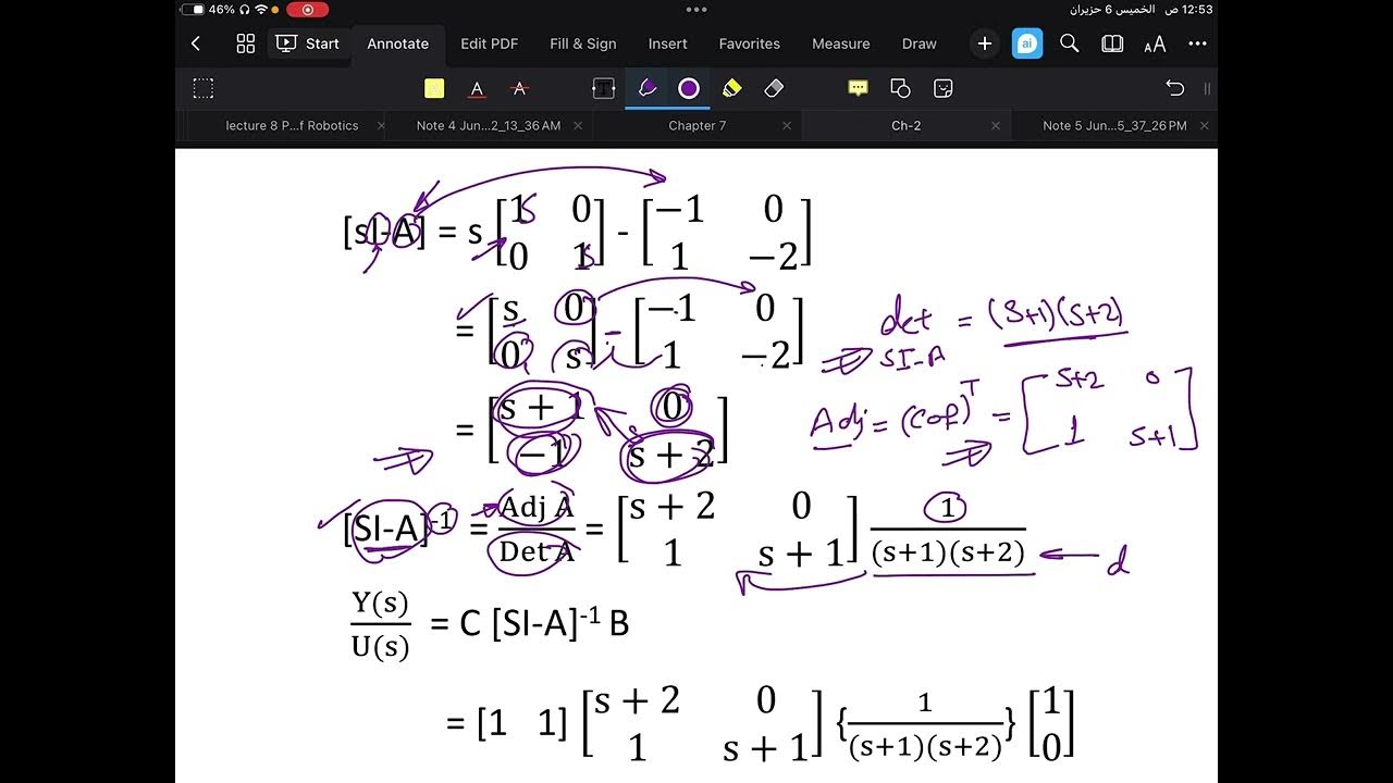 Convert state space to transfer function 10 - YouTube