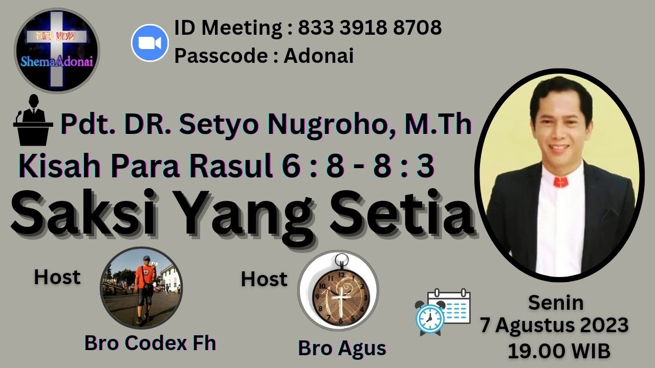 Pdt. DR. Setyo Nugroho, M.Th : Kisah Para Rasul 6 : 8 - 8 : 3 "Saksi Yang Setia" - YouTube