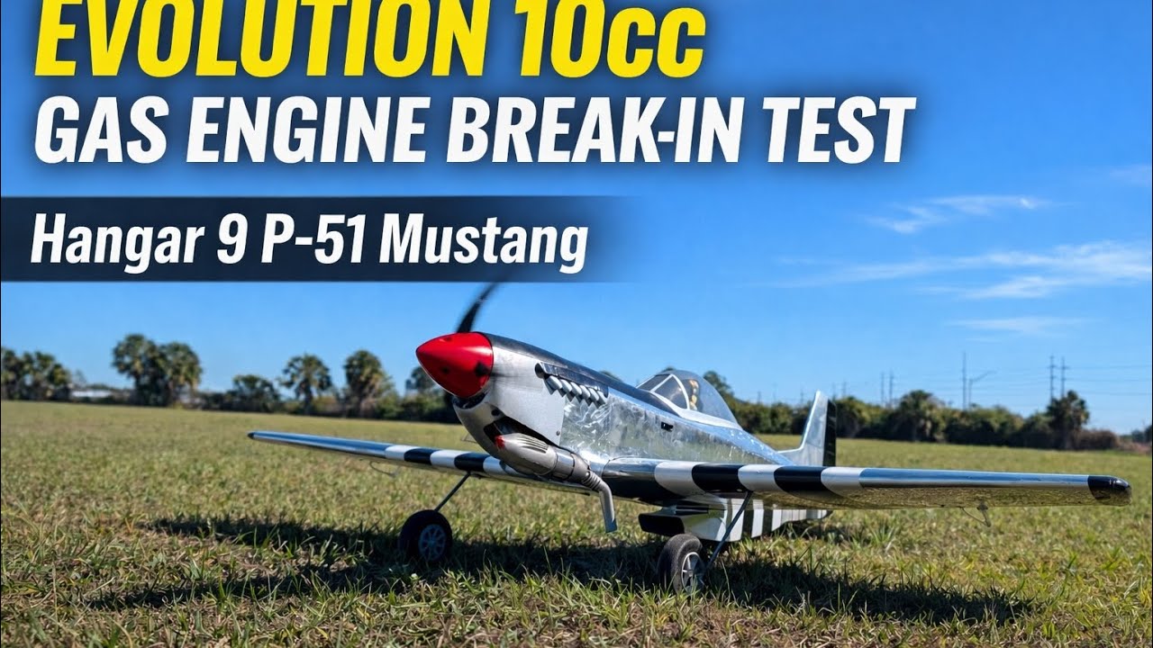 Evolution 10cc Engine Break-In Test on Hangar 9 P-51 - YouTube