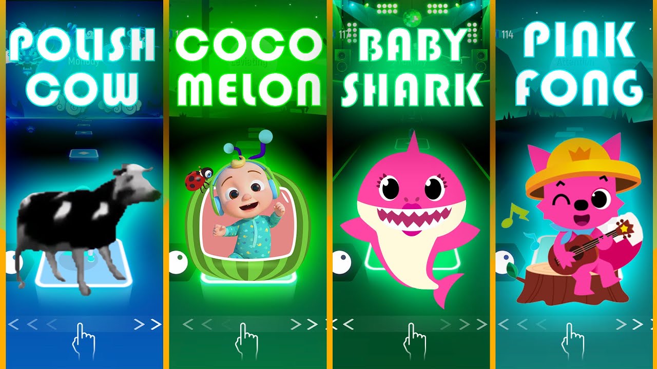 POLISH COW vs COCOMELON vs BABY SHARK vs PINKFONG | Tiles Hop EDM Rush ...