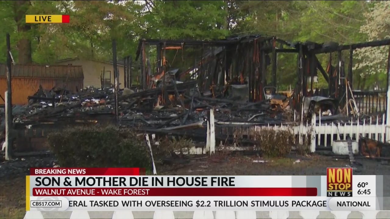 Fire rekindles at Wake Forest house where mom, son died Tuesday - YouTube