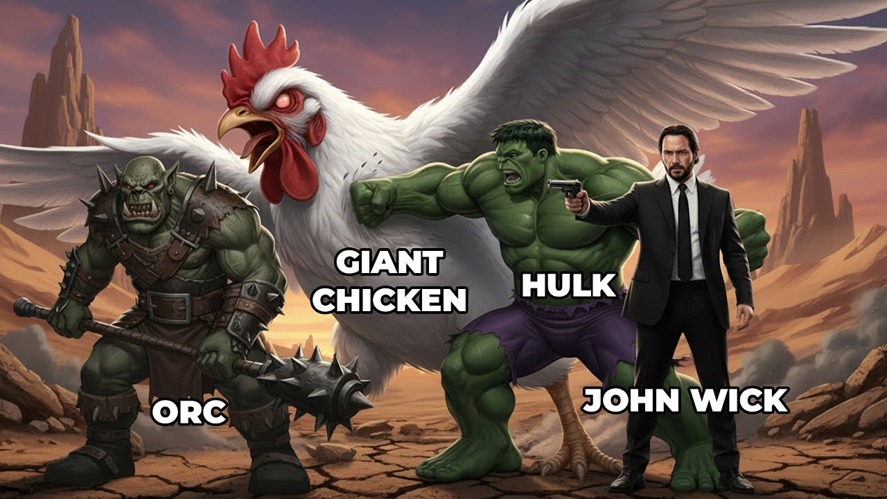 Hulk Army vs John Wick Army vs Giant Chicken Swarm vs Orc Horde - YouTube