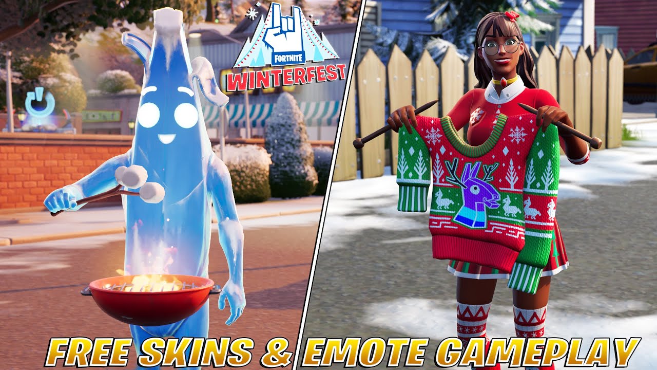 Winterfest 2021 FREE REWARD Skins & Emote Gameplay! ( Polar Peely ...
